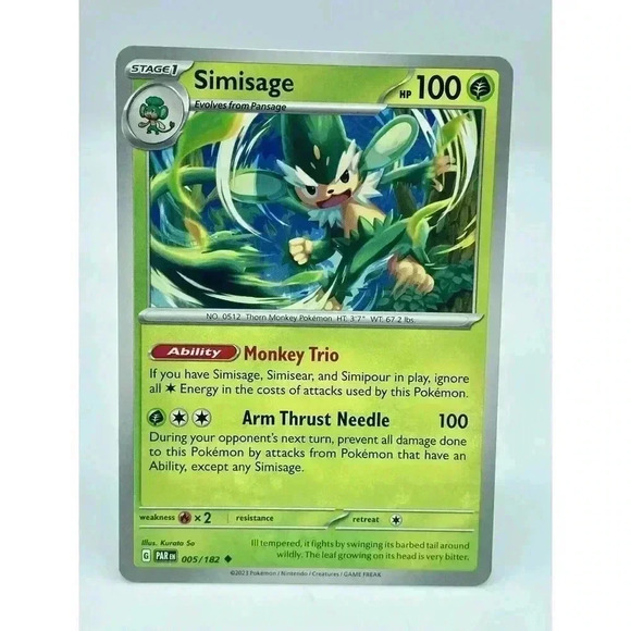 Pokemon | Toys | Simisage 0582 Paradox Riftnonholo Pokemon Tcg Mint ...